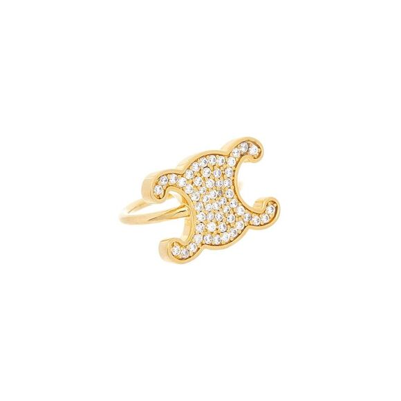 Celine | Accessories | Celine Triomphe Rhinestone Ring | Poshmark
